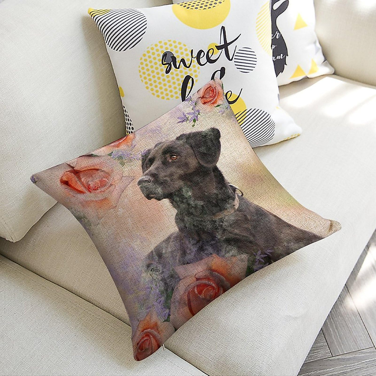 Dog Black Lab Labrador Throw Pillow Covers 18X18 Pillow Cushion Cases, Modern Decorative Square Pillowcases for Sofa Couch Bedroom Living Room Car