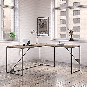 Bush Furniture Refinery 62W L Shaped Industrial Desk with 37W Return in Rustic Gray