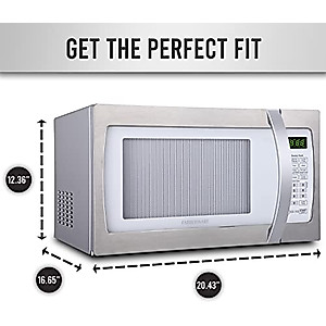 Farberware Countertop Microwave Oven 1.3 Cu. Ft. 1100-Watt with Smart Sensor Cooking, ECO Mode and Green LED Lighting, Child Lock, Easy Clean Black Interior, Retro White and Platinum