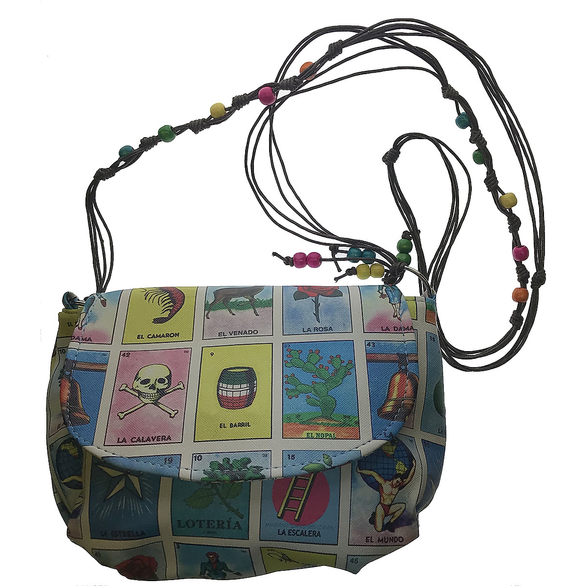 Hulu Makana Loteria Mexicana Print Shoulder Bag - Beads