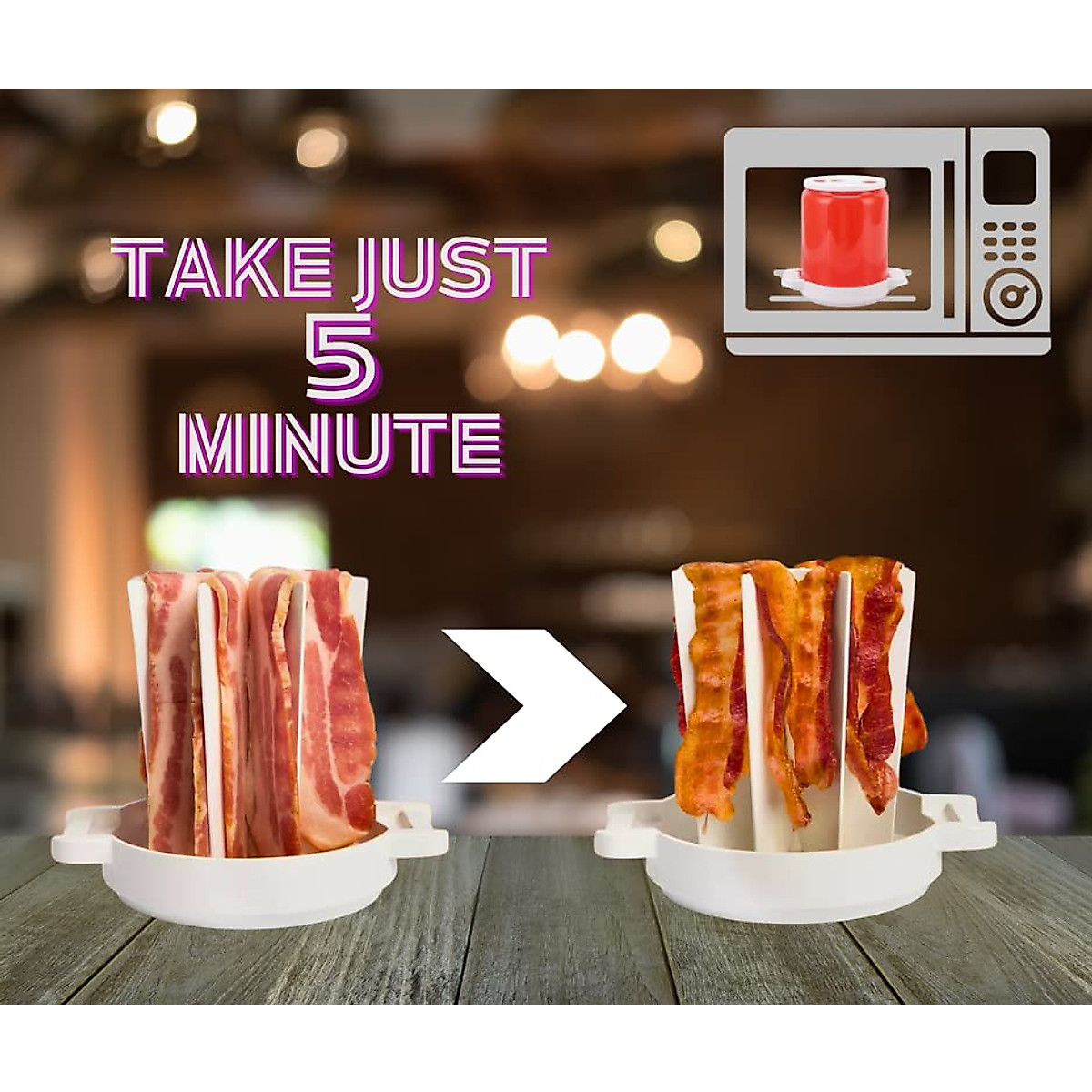 GIGIABLE Microwave bacon cooker Bacon cooker for microwave oven Instant pot accessories Home Kitchen Bacon Rack for Oven No Splash Easy to Clean Make Crispy Bacon in Minutes for Home