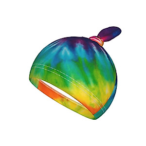 Tie Dye Colorful Rainbow Newborn Swaddle Blankets Beanie Hat Sets Soft and Stretchy Baby Blanket Swaddle Sack for Baby Shower Infant Boy and Girl