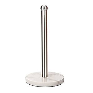 Heavy Weighted Paper Towel Holder, Easy One-Handed Design for Kitchen Stand Paper Towel Dispenser, Sturdy Base for Standard Paper Towel Rolls and Mega Paper Towel Roll (Silver Brushed)