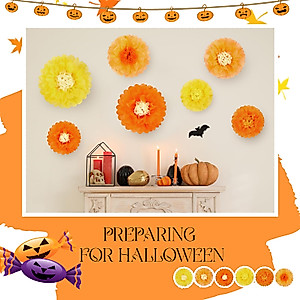 Hotop 36 Pieces Yellow Orange Tissue Paper Flowers Fall Tissue Pom Poms Blooms for Thanksgiving Fall Autumn Birthday Party Bakcdrop Bridal Shower Decorations, 8, 10, 12 Inch