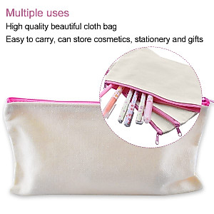 Enenes Canvas Zipper Pouch 12PCS Blank Canvas Zipper Pouches Colorful Zipper Canvas Bags Multi-Purpose Small Canvas Zipper Bags for Pencil Makeup Travel Party Gift Organize Storage(Pink)