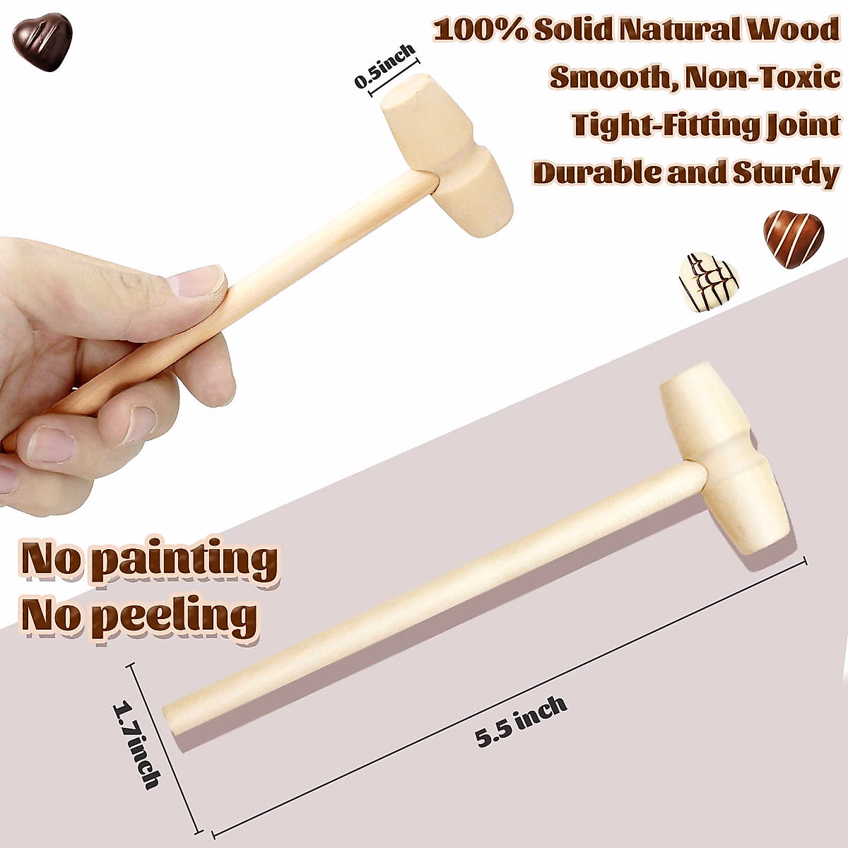 Pseutio 20 PCS Wooden Mallets Mini Wooden Hammers for Chocolate Crab Lobster Mallets Cute Beating Gavel Toys for Boys Girls