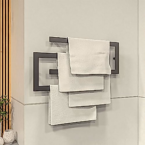 Modern Towel Shelf, Matt Black Bath Towel Holders, 4-Tiers Integrated Towel Rails, Wall Mounted Towels Shelves Rack
