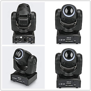 60W Moving Head Lights 6 IN1 DMX-512 16/18 Channels Stage Lighting Sound Activated Spotlight RGBW+Amber+UV for Party KTV Pub Bar Disco Dj Show Wedding Ceremony (60W+LED-2Pack)