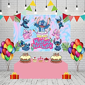 huio Summer Hawaiian Aloha Backdrop for Lilo and Stitch Theme Birthday Party Supplies 6x4ft Tropical Photo Background for Stitch Theme Party Cake Table Decorations Baby Shower Banner