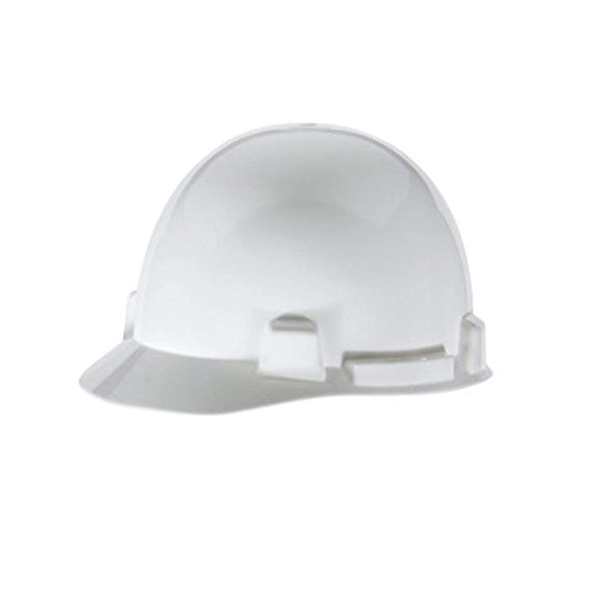MSA 10074067 SmoothDome Cap Style Safety Hard Hat with Fas-Trac III Ratchet Suspension | Polyethylene Shell, Superior Impact Protection, Self Adjusting Crown Straps - Standard Size in White