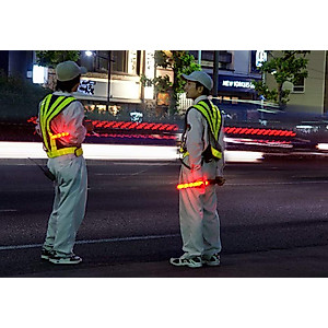 2 Pieces 21-inch Signal Traffic Safety Baton Light Traffic Control Wand 6 Red LED with 2 Flashing Modes,Using 2 C-Size Batteries (Not Included)