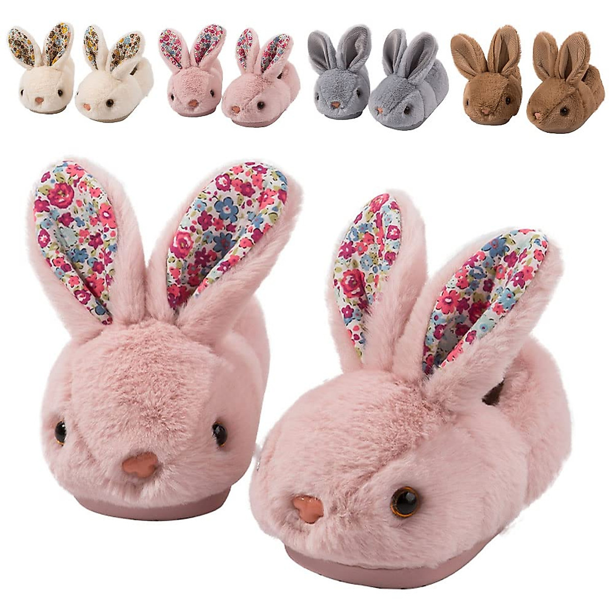 Fadezar Toddler Slippers Girl Boy House Slipper Kids Rabbit Winter Slipper Warm Bunny Slippers Soft Plush Indoor Girls Boys Slipper Cover Heel Pink Pink 9.5-10 toddler CN 170