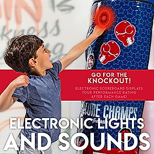 Franklin Sports Electronic Boxing Bag - Future Champs Inflatable MMA Kickboxing Bag - Toy Youth Equipment for Kids + Toddlers - 60" x 22"