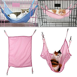 Yosoo Cat Cage Hammock, Comfortable Pet Hanging Bed Breathable Mesh, for Cute Small Pet Cat Dog Animals Sleep Pad (S, Blue)