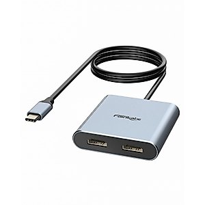 USB C to Dual HDMI Adapter 4K 60Hz, Splitter 2 Monitors Extended Display, Type C Hub Multiple Docking Station for Laptop(DP Alt Mode Required) Compatible with Thunderbolt 3…