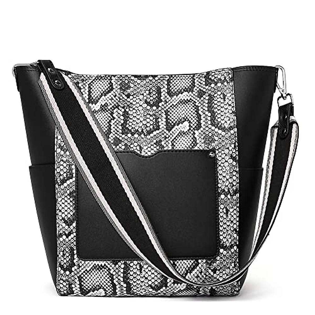 CLUCI Purses and Handbags for Women Vegan Leather Designer Tote Large Hobo Shoulder Bucket Cross-body Bag Snake Pattern with Black