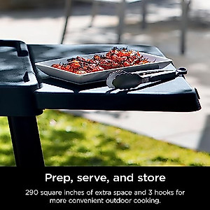 Ninja XSKUSSDTBL Attachable Table, Woodfire Universal Stand, Side Utensil Holder, Left or Right Compatible, Weather-Resistant, Black, 14.5" x 22"