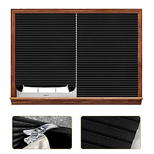 Maritown Temporary Blackout Blinds for Window, Self Adhesive Window Blinds Vertical Pleated Blinds Cordless No Drill Fabric Room Darkening Shades for Bedroom Bathroom Kitchen Living Room Office