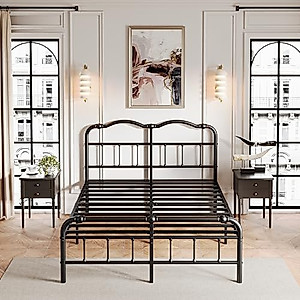 FDLOGW Cal King Size Bed Frame with Headboard and Footboard, 14 Inch High, No Box Spring Needed Heavy Duty Metal Platform Bedframe, Noise Free