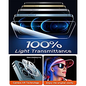 DIMONCOAT [4+2]Pack [Auto Alignment Kit] Screen Protector Compatible iPhone 12 Pro Max 6.7'' with Camera Lens Protector 10X Military Protection 12 Pro Max Diamonds Hard Tempered Glass Film Bubble Free