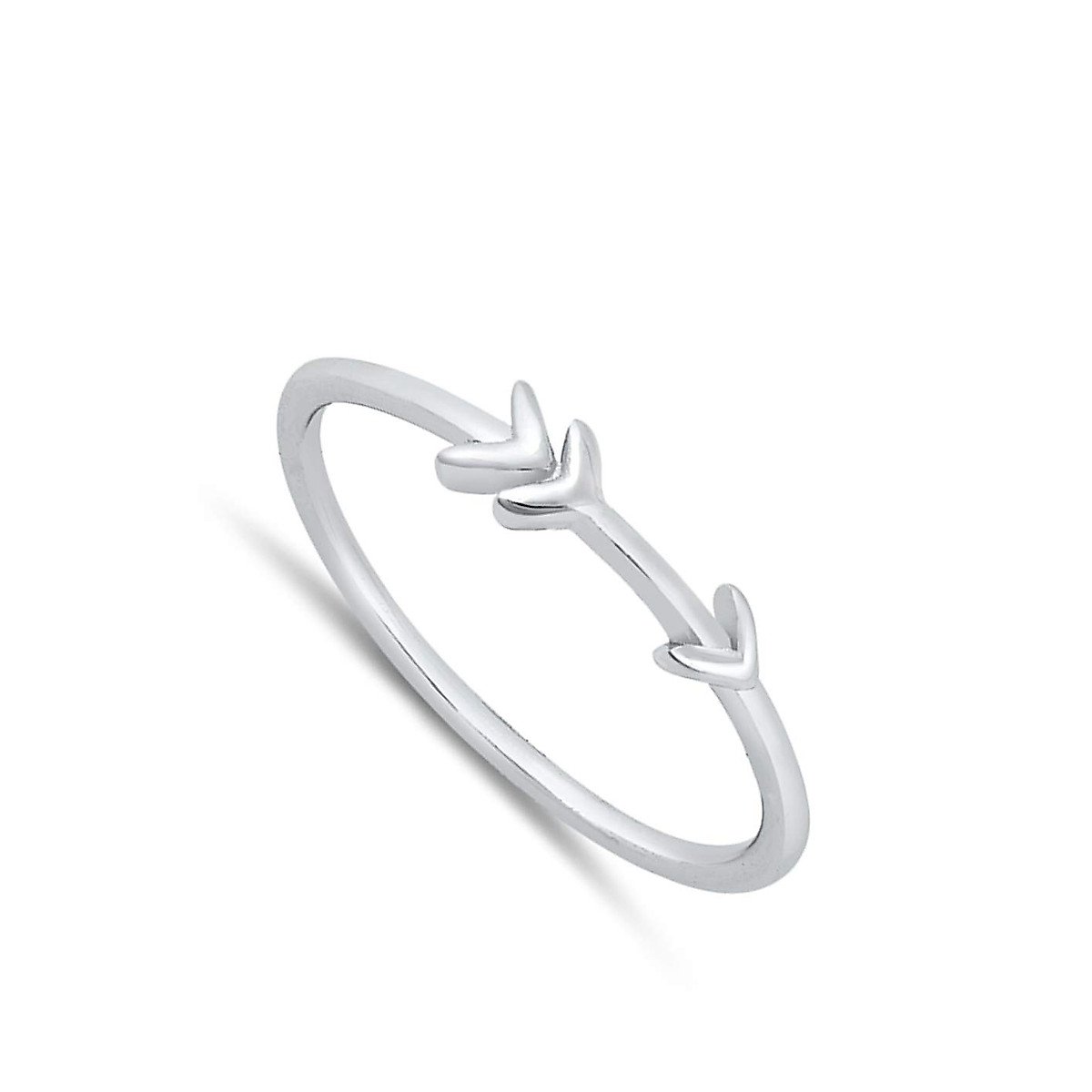 Simple Shooting Arrow Bow Cupid Love Ring .925 Sterling Silver Band Size 8