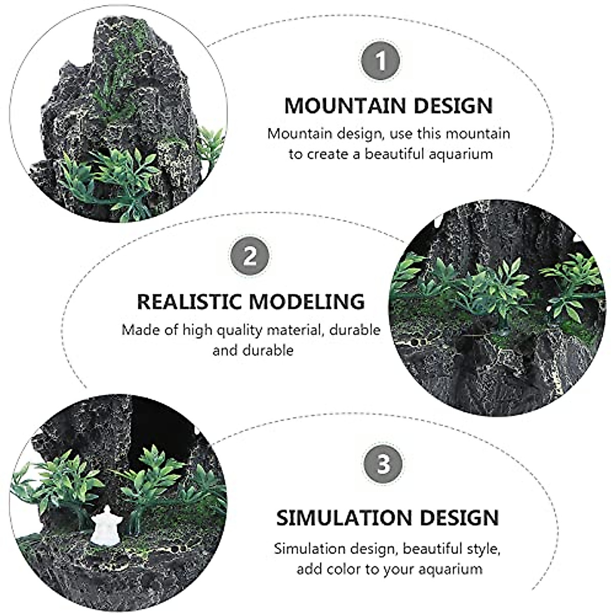 balacoo Aquarium Mountain View Stone Ornament Tree Rock Cave Fish Tank Decoration Fish Hiding Cave