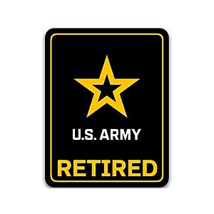 US Army Retired Sticker (veteran soldier star Logo, vinyl decals for cars and trucks (5 x 6.5 inch) U.S. Army Licensed