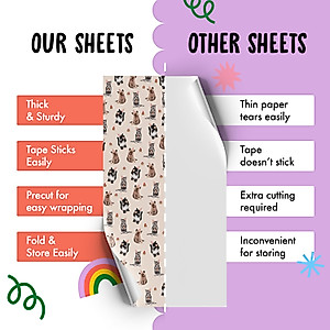 CENTRAL 23 - Cat Wrapping Paper - 6 Sheets of Pink Birthday Gift Wrap - Kittens in Hats - For Women Girls New Baby - Recyclable