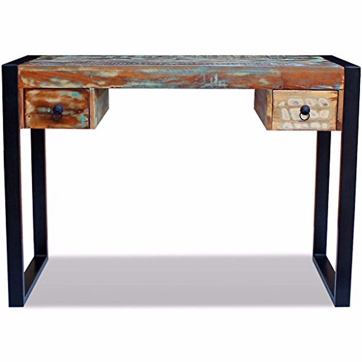 Festnight Reclaimed Wood Console Table Office Computer Desk with 2 Drawers