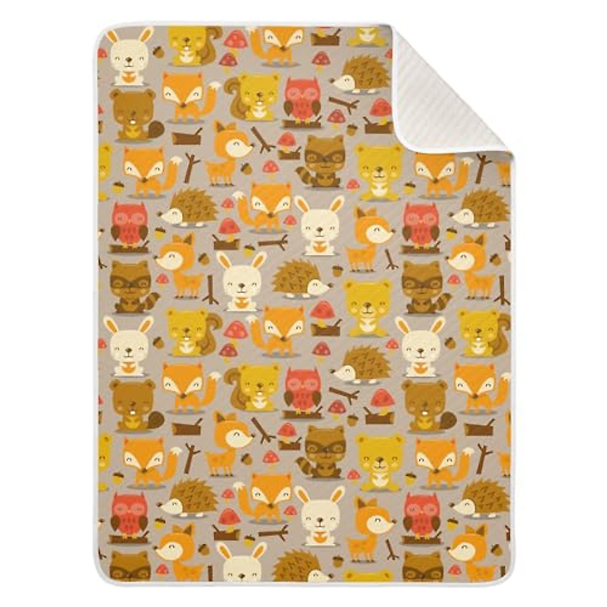 Coikll Cute Fox Bird Rabbit Deer Squirrel Baby Blanket Cotton Cozy Throw Blanket Warm Nursery Swaddle Receiving Toddler Blankets 30" x 40