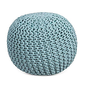 BIRDROCK HOME Round Floor Pouf Ottoman | Cotton Braided Foot Stool | Bedroom and Living Room Home Furniture | Sage Green