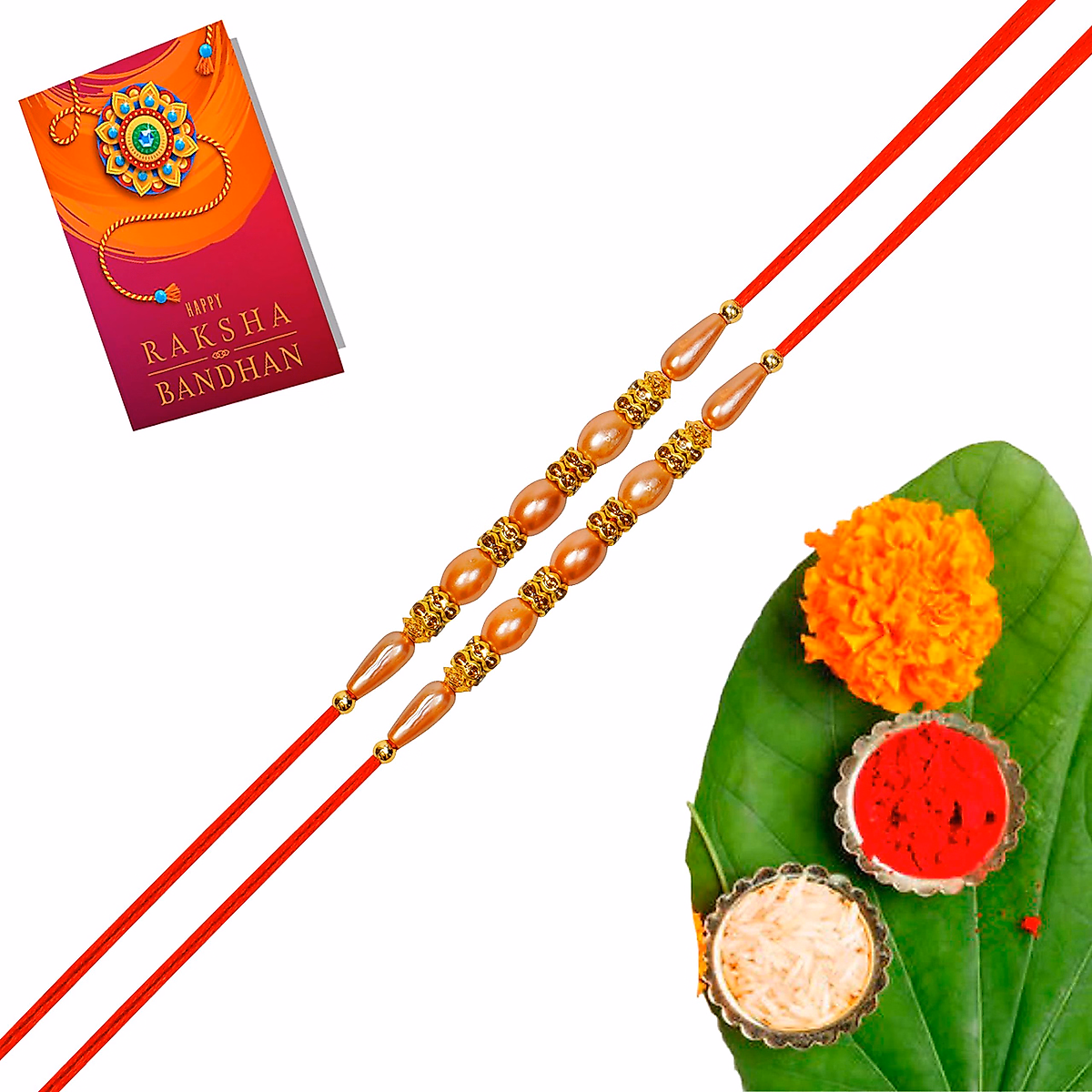 Rakhi for Brother,Rakhi,Rakhi bracelet for Brother,Rakhi Set of 2,Designer Rakhi,Raksha bandhan Rakhi,Rudraksha Rakhi,Indian Rakhi,Rakhi Gift,Rakhi Set,Rakhi Mela 378, One Size, Nylon