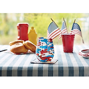 Enesco Designs by Lolita Patriotic Camoflauge Hand-Painted Artisan Stemless Wine Glass, 20 Ounce, Multicolor