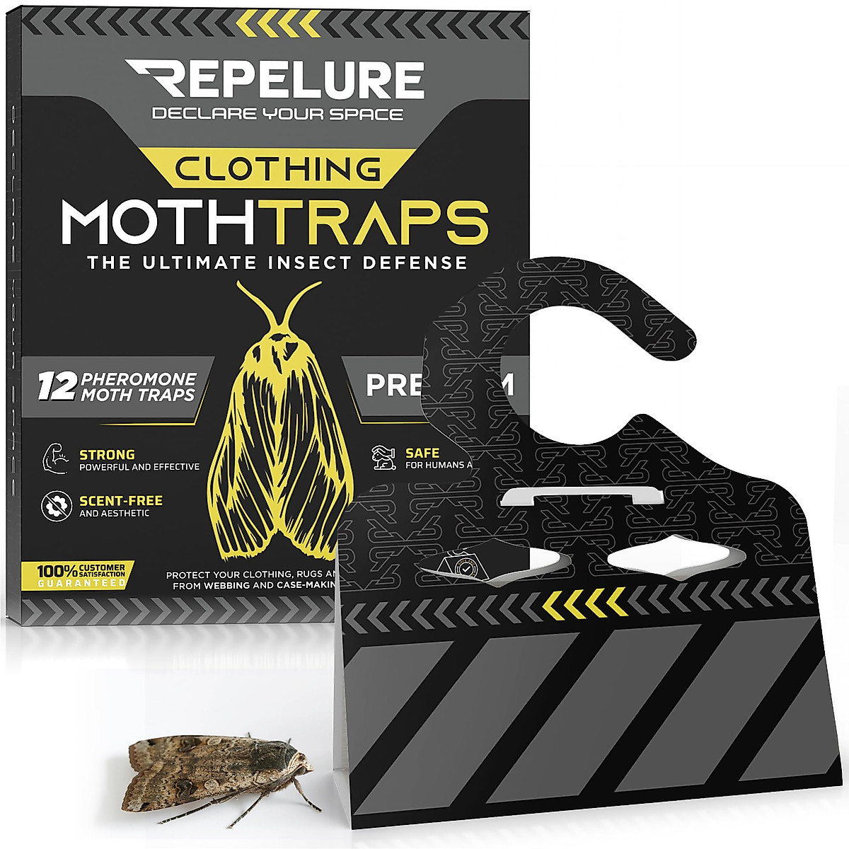 Repelure Premium Moth Traps for Clothes - Moth Traps with Pheromones - Closet Moth Traps - Clothing Moth Traps - Moth Killer Indoor Moth Repellent for Closets Anti Moth Products & Prevention, 12 Pack
