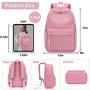 School Backpack for Teens Large Corduroy Bookbag Lightweight 17 inch Laptop Bag for Girls Boys Casual High School College