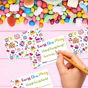 INKNOTE 240 Pcs Candy guessing game cards Guess how many cards Guess how many in the jar for Bridal Baby Shower Party Collection Birthday Party Gender Reveal Games Activities and Decorations3.54x2inch