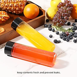 novelinks 30 Pcs 12oz Plastic Juice Empty Round Bottles with Caps, Bulk Reusable Clear Containers, Drink Beverage Containers with Black Tamper Proof Lids