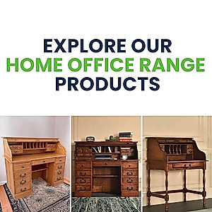 Furniture Dash - Mini Roll Top Desk USB - Standing Desk - Desk with Drawers - Rolling Desk - Wooden Desk - 32" W x 24" D x 44.5" H - 66lb (Burnished Walnut Finish)