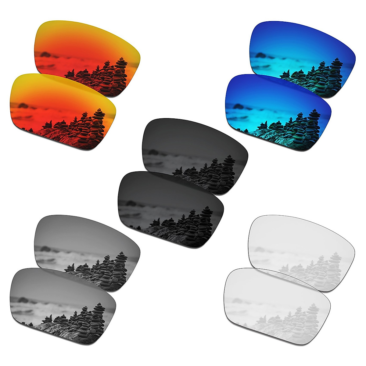 SmartVLT Set of 5 Men's Replacement Lenses for Oakley Fuel Cell OO9096 Sunglass Combo Pack S01