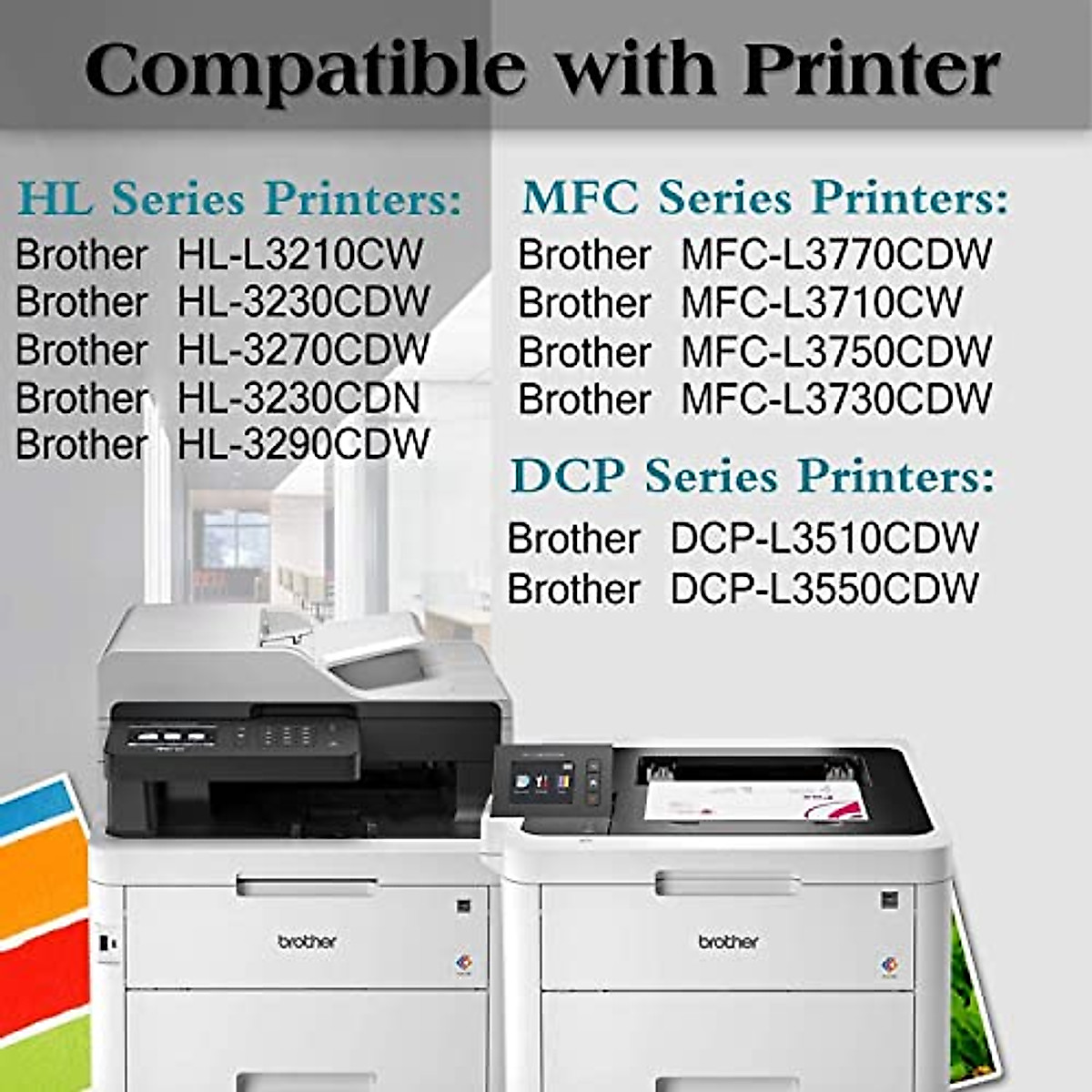 YOISNER TN227 High Yield Toner Cartridge 4 Pack: TN-227 TN 227 TN-223 TN223 Toner Replacement for HL-L3270CDW L3290CDW L3210CW L3230CDN L3230CDW MFC-L3750CDW L3770CDW L3710CW Printer (TN227BK/C/M/Y)