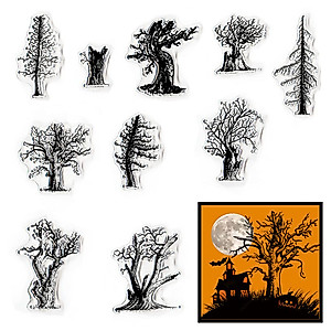 Hying Christmas Background Clear Stamp for Card Making, Tree Branch Transparent Rubber Stamp for Bullet Journal DIY Scrapbook Decoration