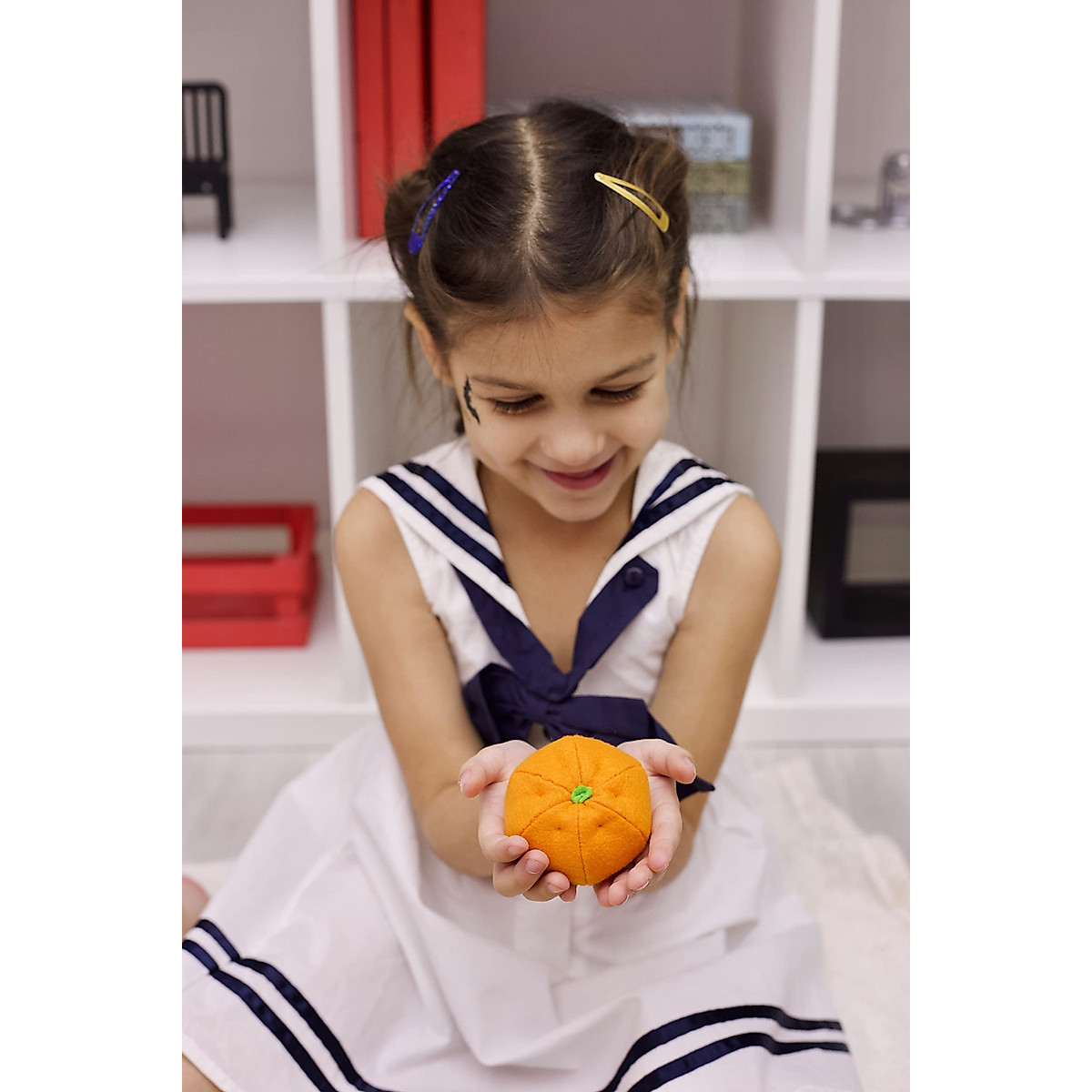 Orange, tangerine, mandarin play felt food, pretend play for kids kitchen, plush fruit, stuffed citrus, fake toys, gift for birthday (2 citrus)