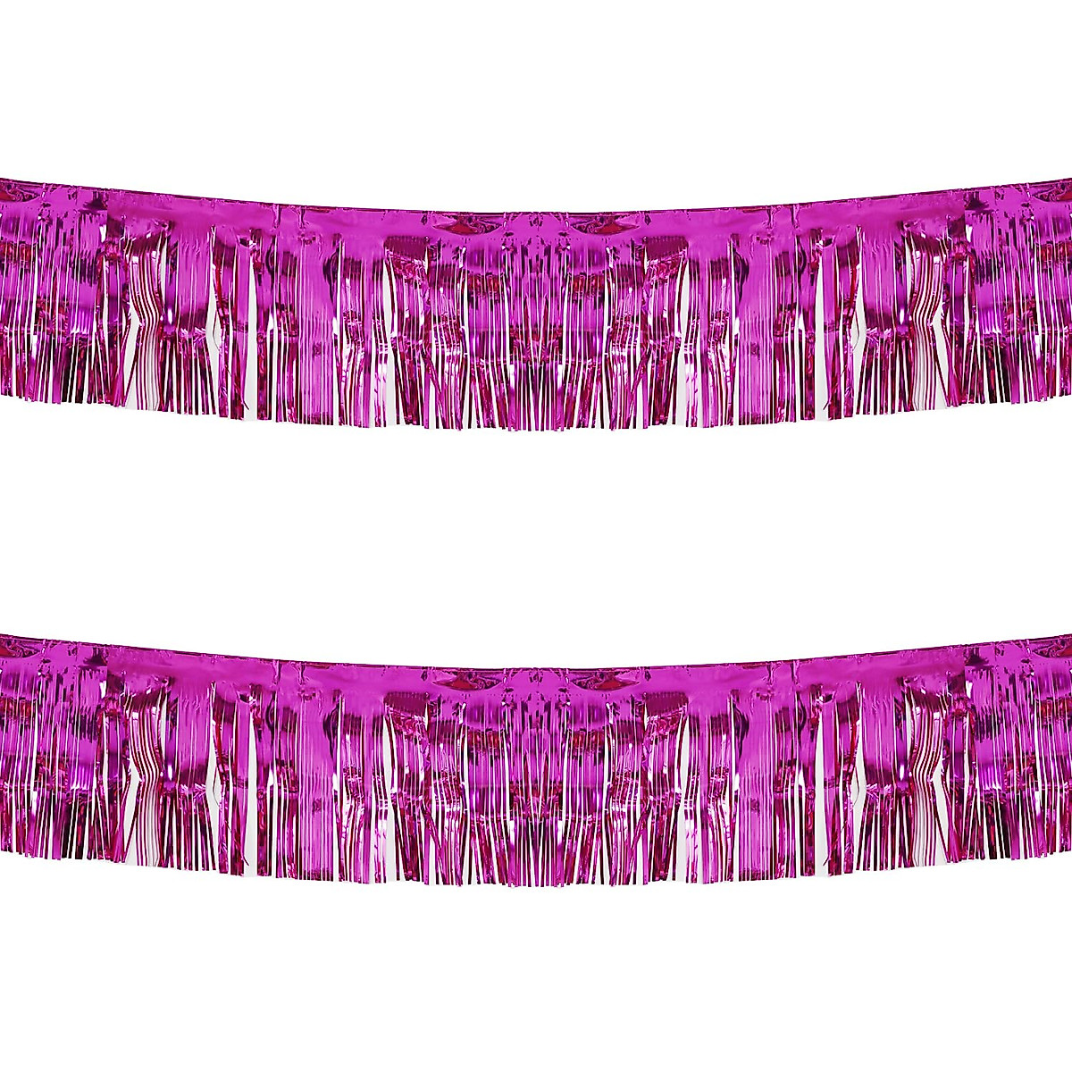 Blukey 10 Feet by 15 Inch Iridescent White Foil Fringe Garland - Pack of 2 | Metallic Tinsel Banner | Ideal for Parade Floats, Bridal Shower, Wedding, Birthday, Christmas | Wall Hanging Drapes