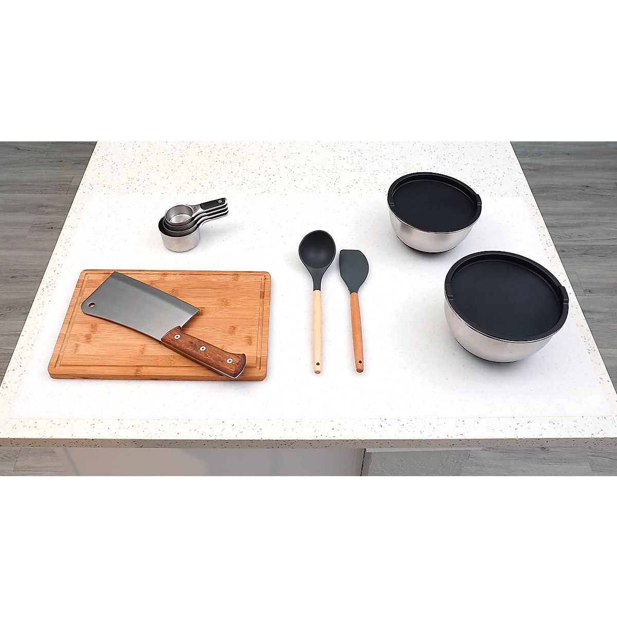 gasaré, Giant, Double Thick, Heat Resistant Mat, Countertop Protector, Silicone Mat for Kitchen Counter, Non-slip, Washable, Cuttable, 40 x 23.5 Inches, 2mm Thick, 1 Unit, Translucent-Opaque