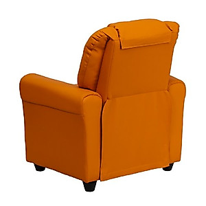 BizChair Orange Vinyl Kids Recliner with Cup Holder and Headrest