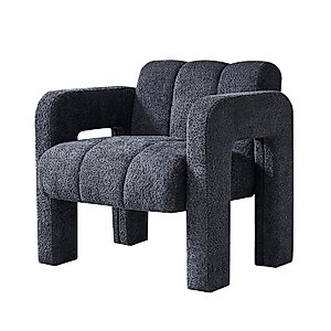 Vliekcy 31" Boucle Accent Chair, Contemporary Designed Armchair,Upholstered Vanity Chair, Leisure Lounge Chair Reading Side Chairs for Living Room, Bedrooms, Office, Dark Gray