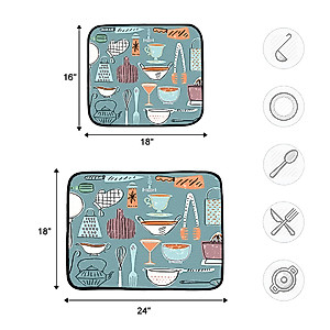 Summout Reversible Microfiber Dish Drying Mat for Kitchen Counter, Water Absorbent Heat Resistant - Kitchenware Set - Medium 16x18 Inches - 1 Pack
