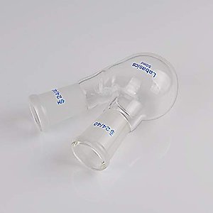 Labasics Glass 50ml 2 Neck Round Bottom Flask RBF, with 24/40 Center and Side Standard Taper Outer Joint, 50ml