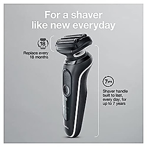 Braun Electric Razor for Men, Waterproof Foil Shaver, Series 5 5050cs, Wet & Dry Shave, With Beard Trimmer and Body Groomer, Rechargeable, Charging Stand Included, Blue