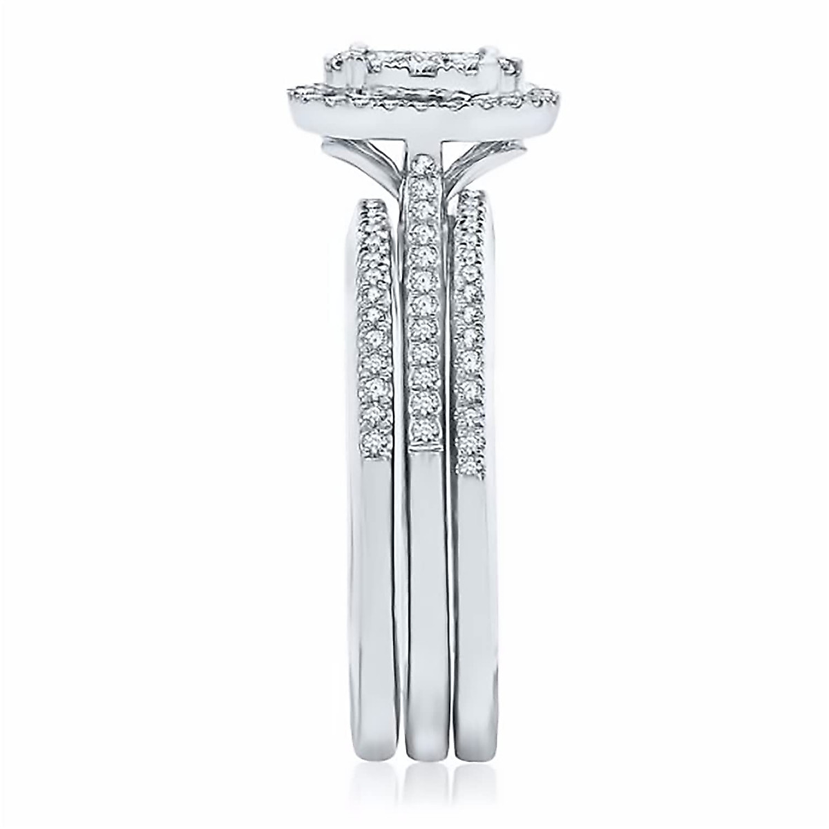 SISGEM Trio Engagement Rings Sets 3 PC Wedding Ring Sets for Women,10K 14K 18K White Gold Oval Shape Moissanite Rings Set Anniversary Promise Bands Set with Engraved Name